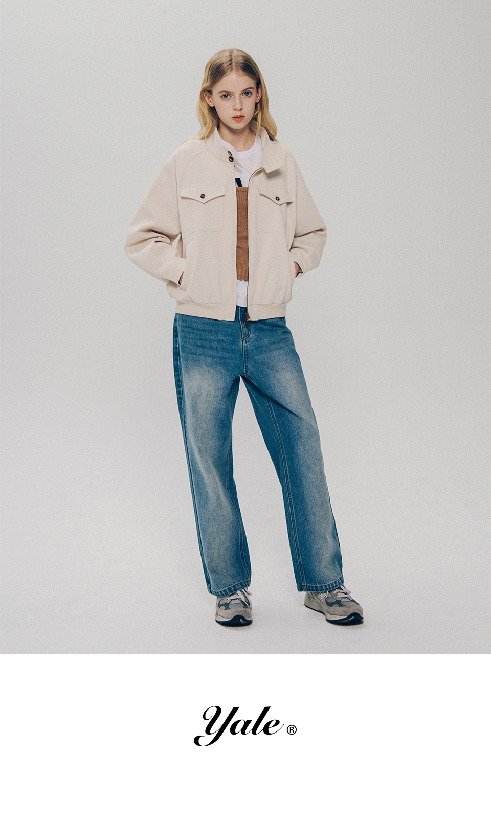 MUSINSA | YALE [2-WAY] Chino Harrington Blue Jacket_Ivory