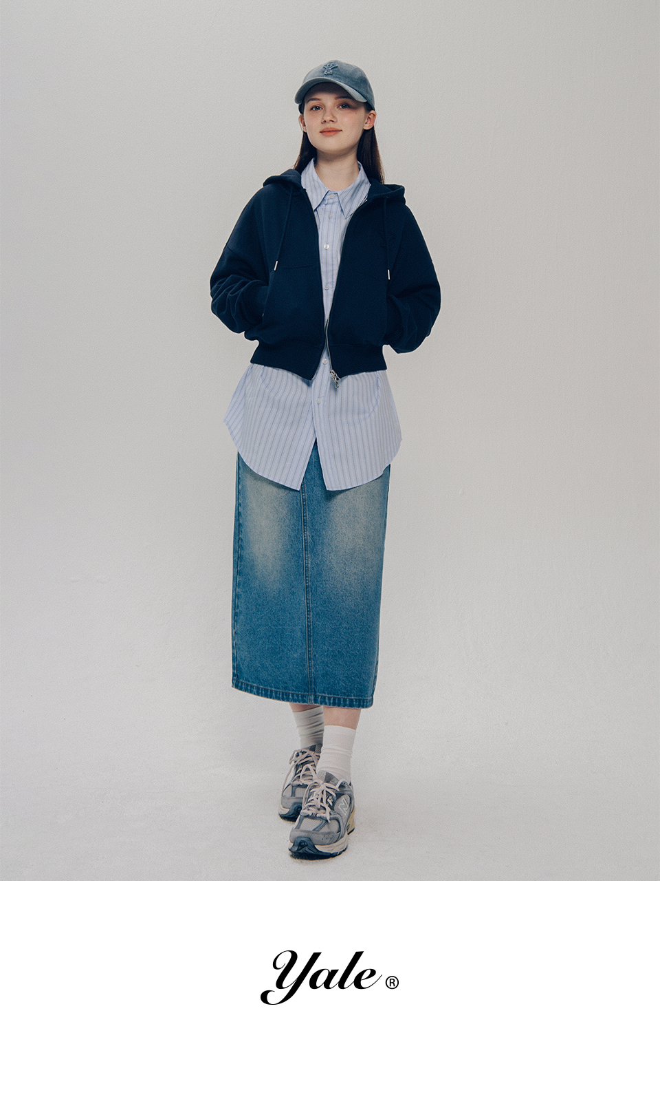 MUSINSA公式 | YALE Women's loose fit multi-stripe shirt_pink